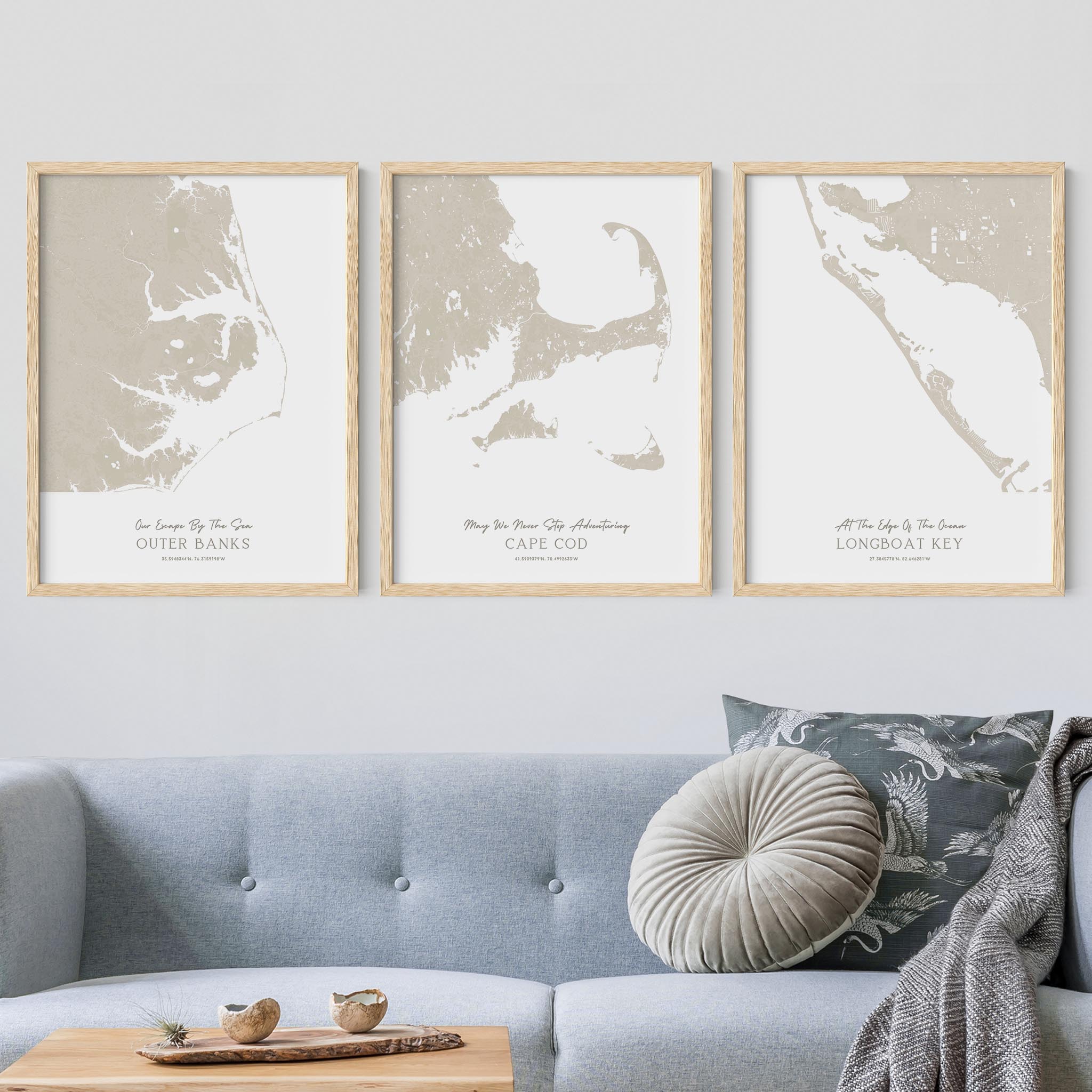 Custom Beach Map Art | Personalized Coastal Canvas Prints – Inscripted