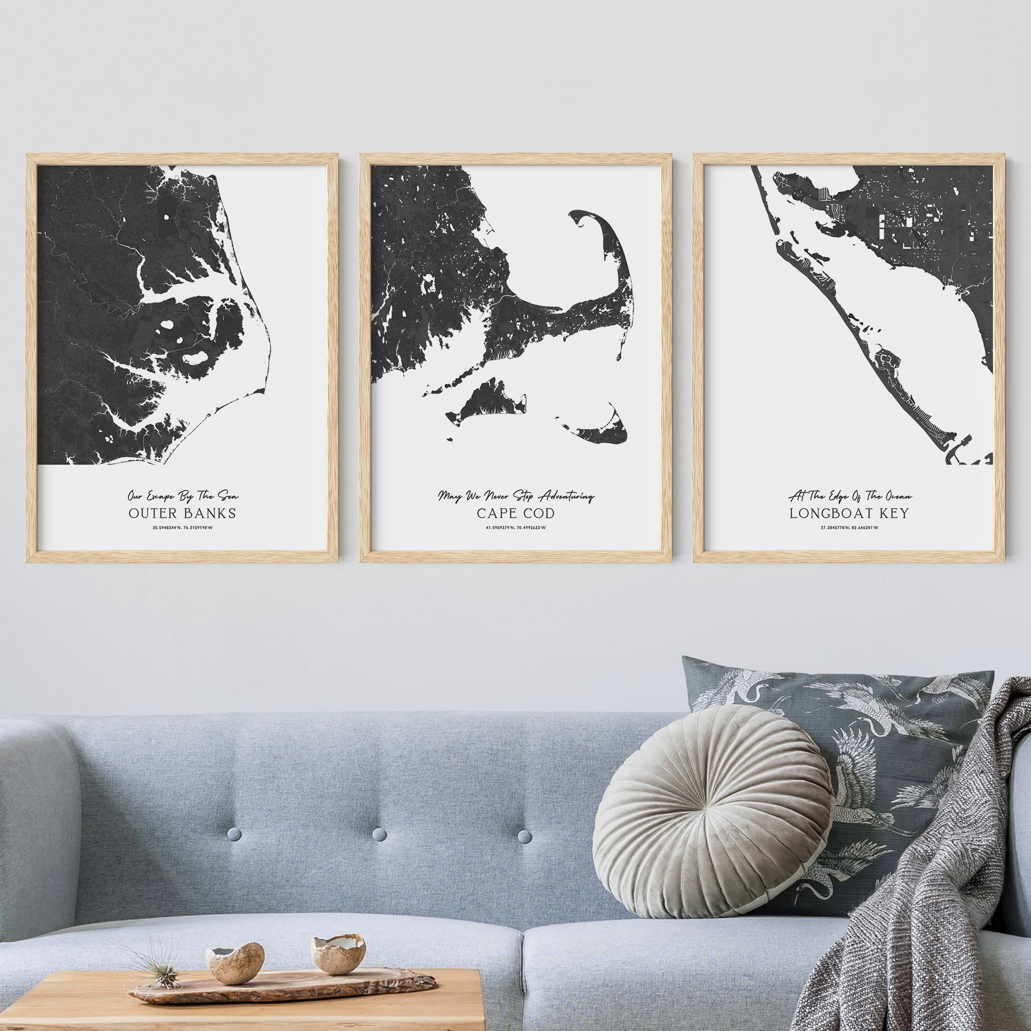 Custom Beach Map Art | Personalized Coastal Canvas Prints – Inscripted