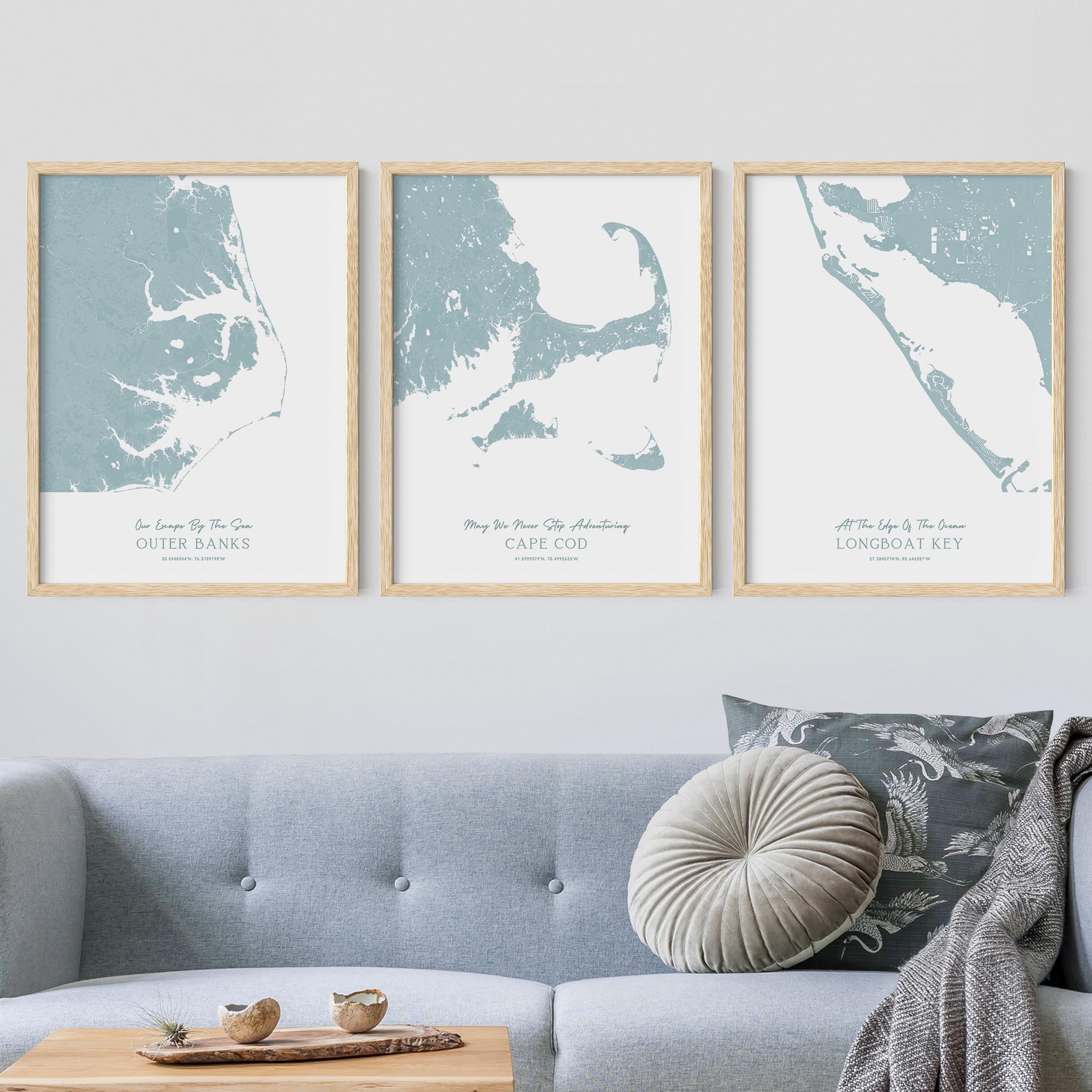 Custom Beach Map Art | Personalized Coastal Canvas Prints – Inscripted